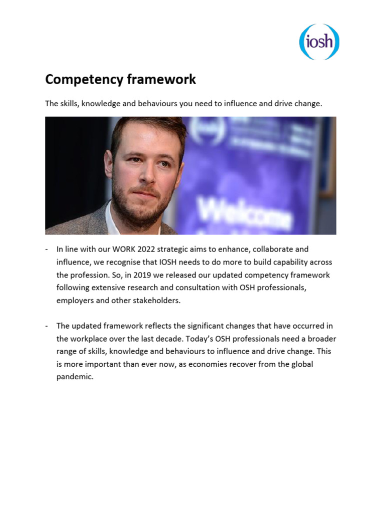 IOSH - Competency Frame Work 2022 | PDF | Risk | Occupational Safety And Health