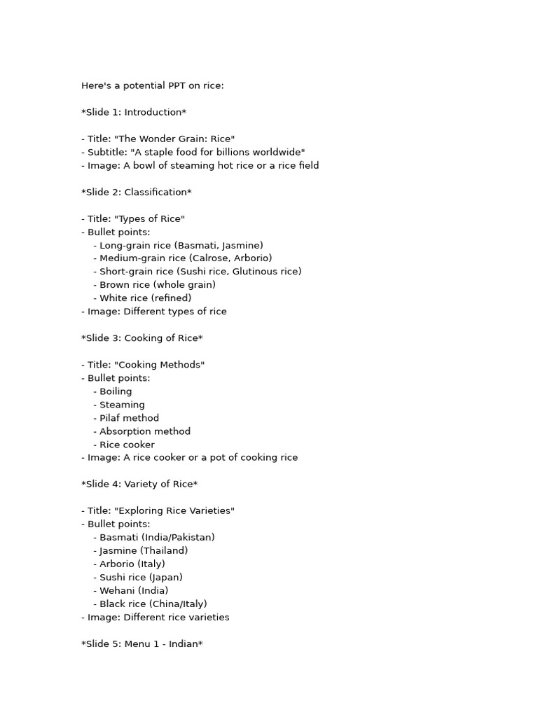 Food Production - Rice Presentation | PDF