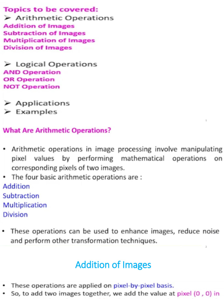 Arithmetic Operations - Image Processing | PDF