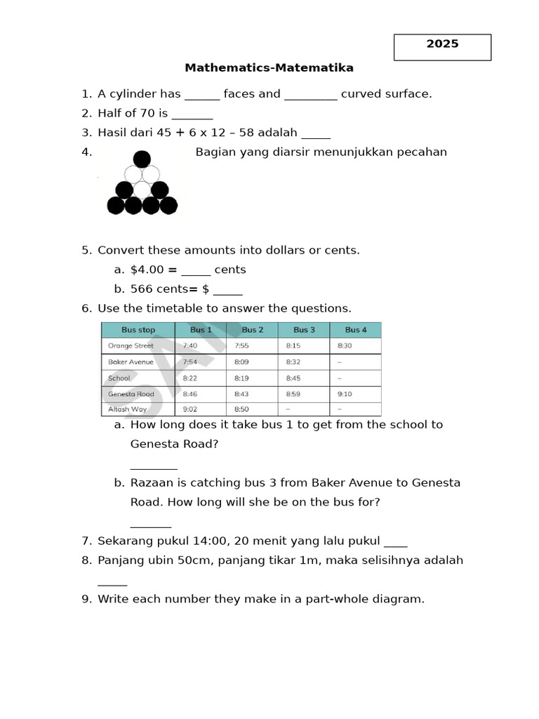 Mathematics Worksheet 1 | PDF