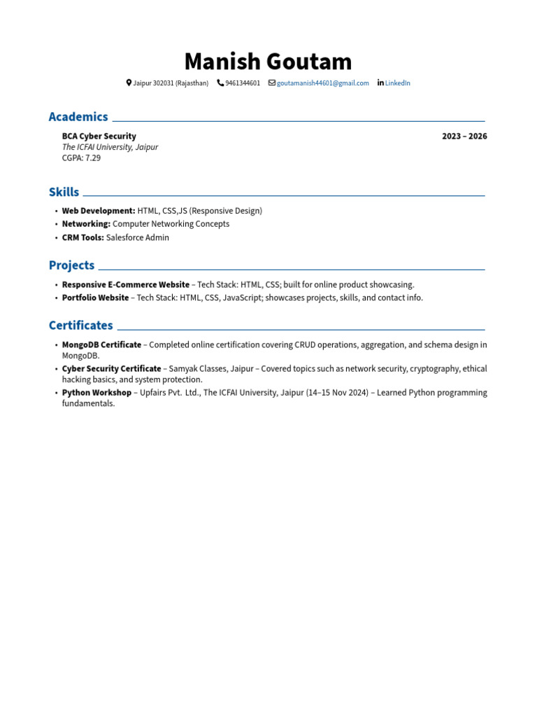 Manish Goutam Resume | PDF