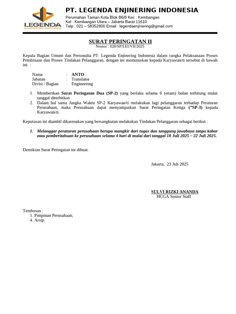 Surat Peringatan | PDF