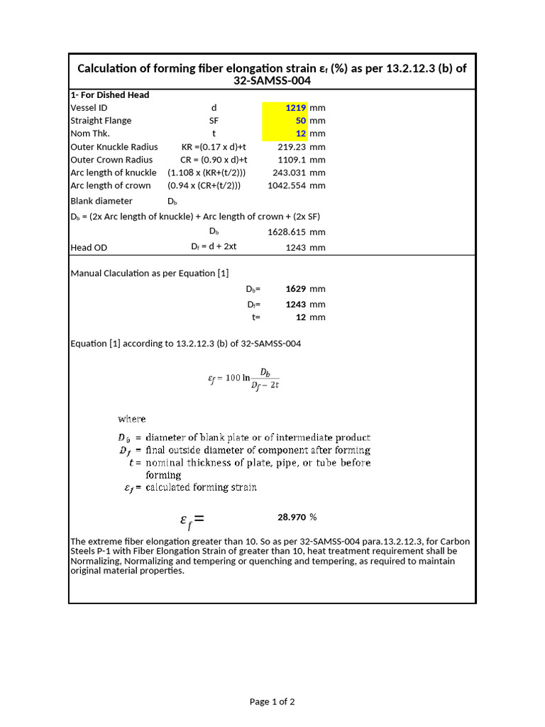 Fiber Elongation Calculations for Heads | PDF