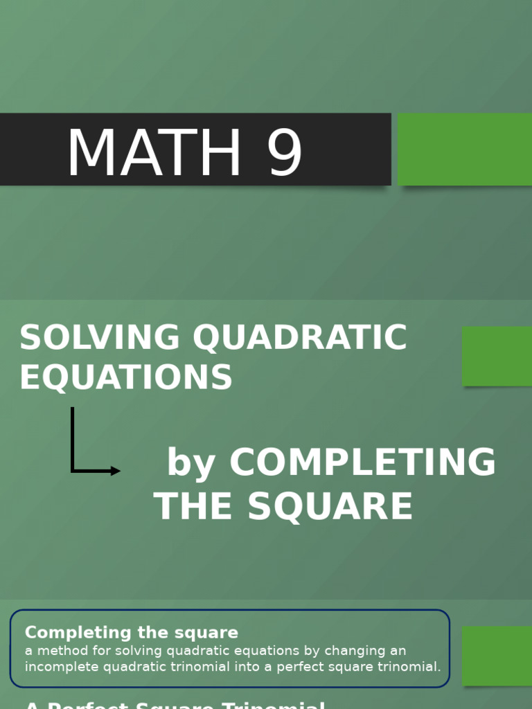 MATH 9 Completing The Square | PDF