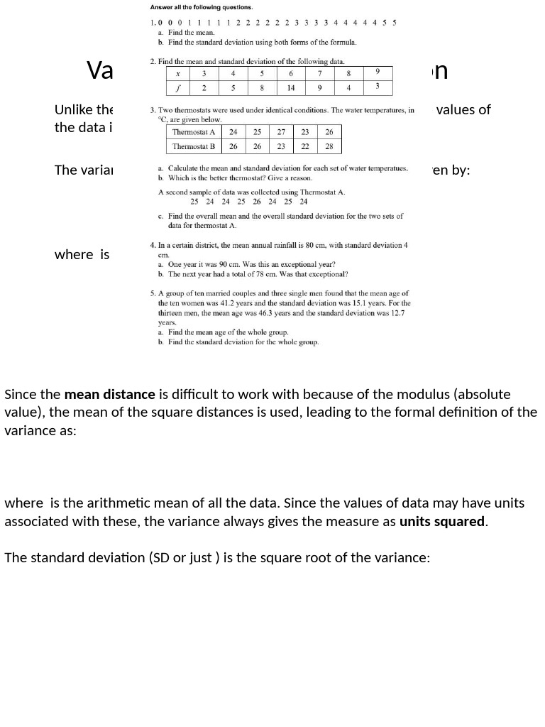 Variance and Standard Deviation | PDF
