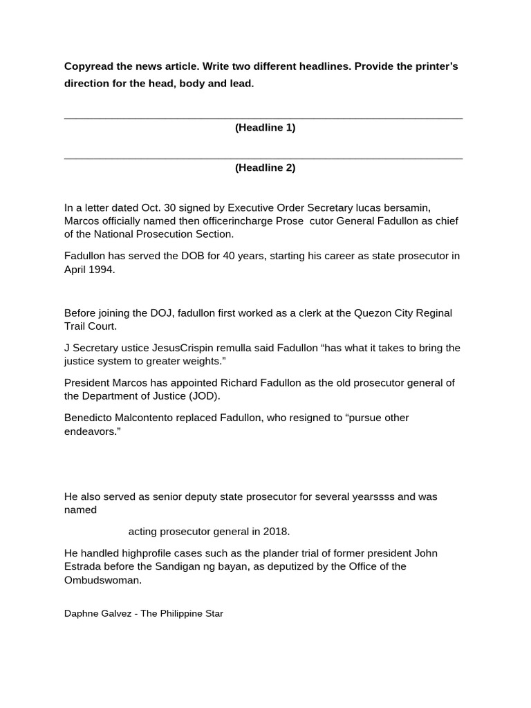 Nov. 25.eng. Copyreading Exercises 3 | PDF | Prosecutor | Philippines