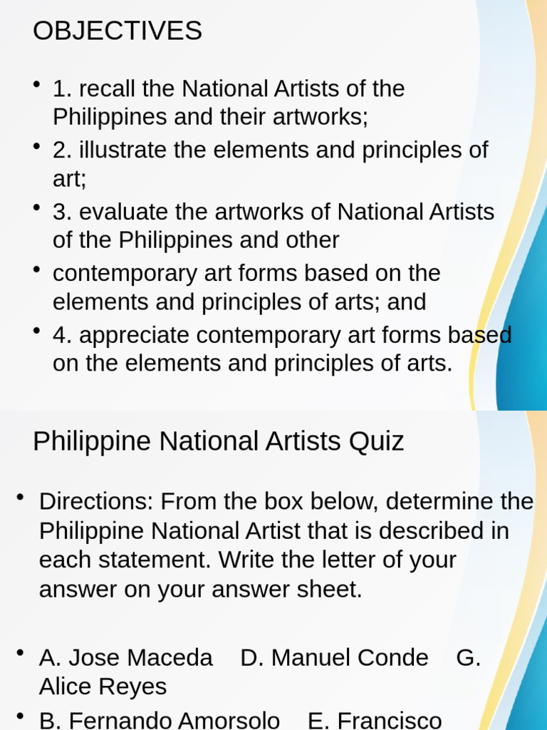 2 Art Quiz With National Artists | PDF