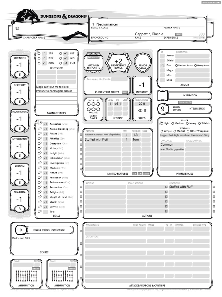 Toy Lich Character Sheet | PDF | Grappling | Dungeons & Dragons