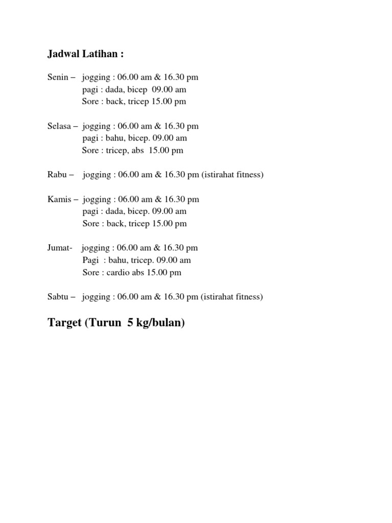 Jadwal Latihan Harian dan Jogging | PDF | Self-Improvement | Lifestyle