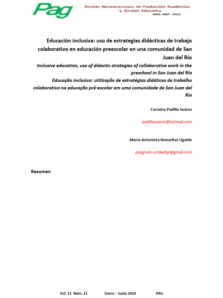 Padilla Suares, Revueltas Ugalde (2024) Educación Inclusiva Uso de Estrategias Didácticas de ...