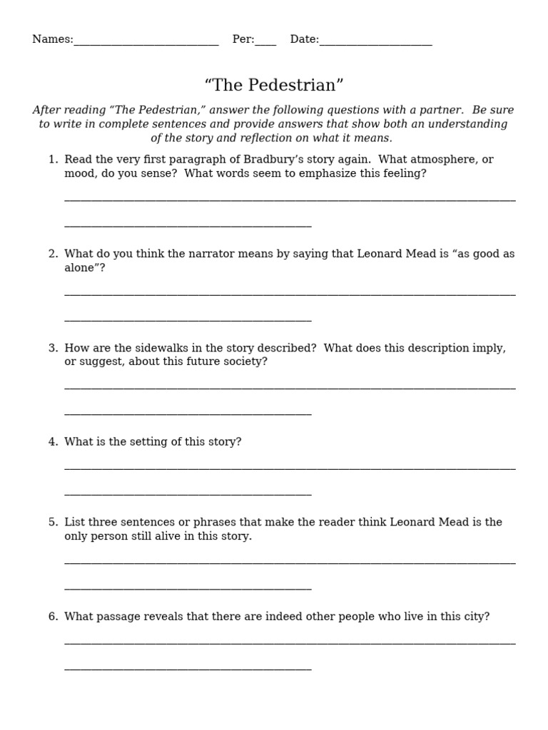 The Pedestrian Questions | PDF