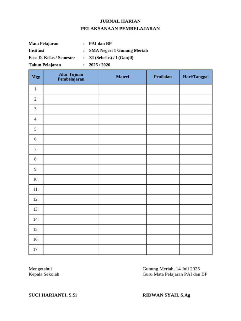 Jurnal Mengajar Pai 11 | PDF