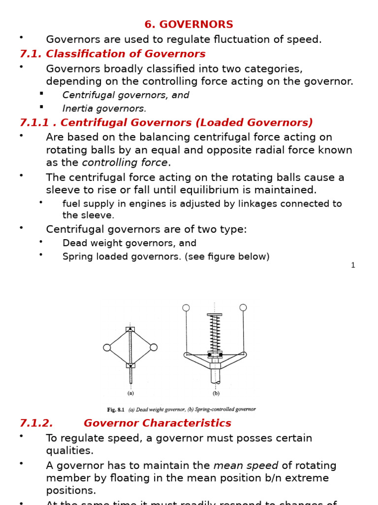 Understanding Governors: Types and Functions | PDF | Force | Velocity
