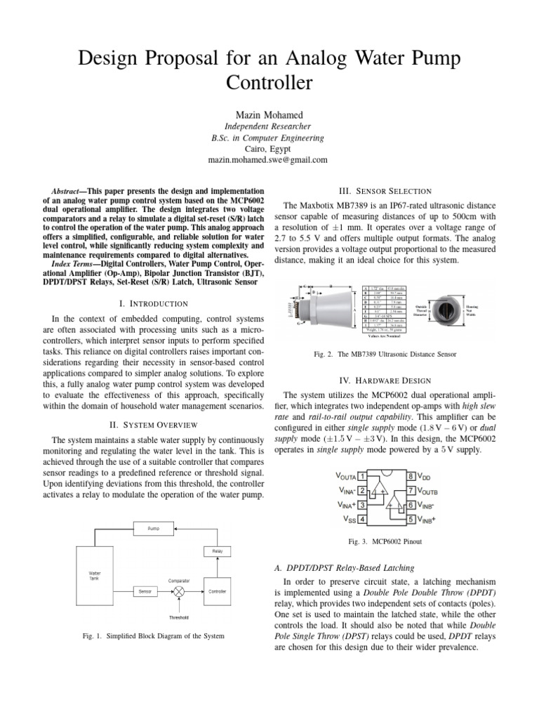 MCP6002-Based Water Pump Controller | PDF | Operational Amplifier ...
