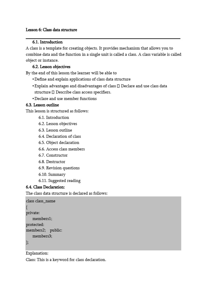 Lesson 6 | PDF | Constructor (Object Oriented Programming) | Programming