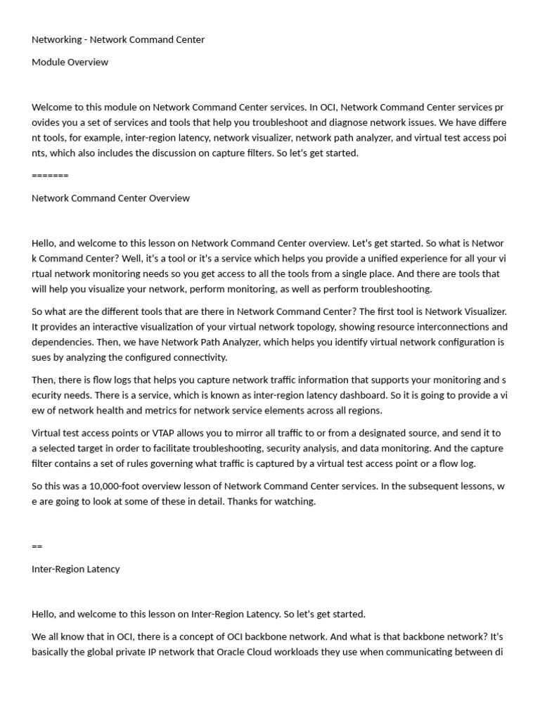Networking - Network Command Center | PDF | Computer Network | Internet