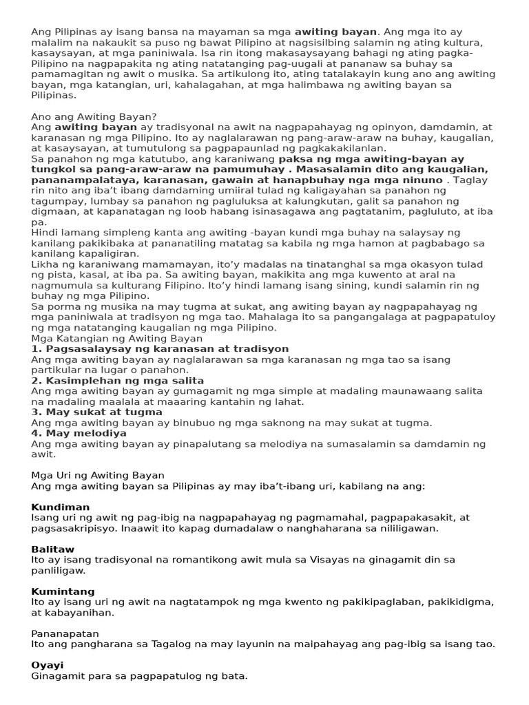 Awiting Bayan | PDF