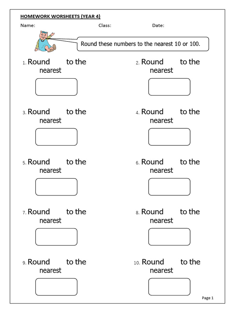 Rounding Numbers Worksheet 1 (Year 4) | PDF