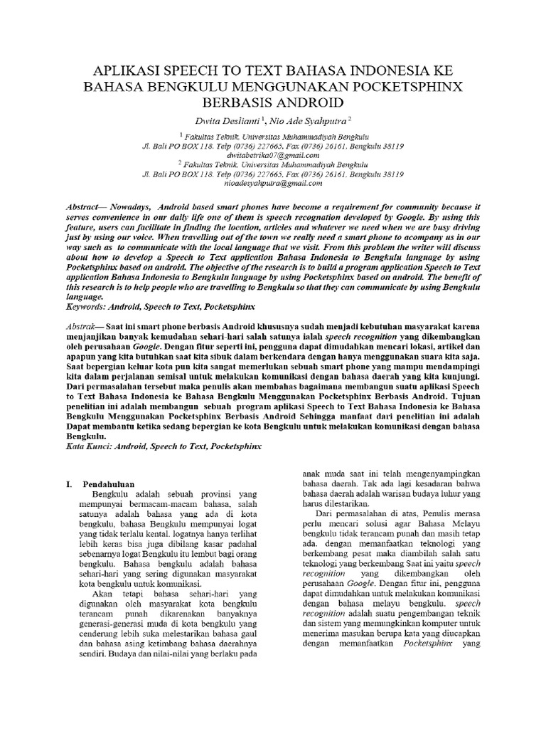 View of Aplikasi Speech To Text Bahasa Indonesia Ke Bahasa Bengkulu ...
