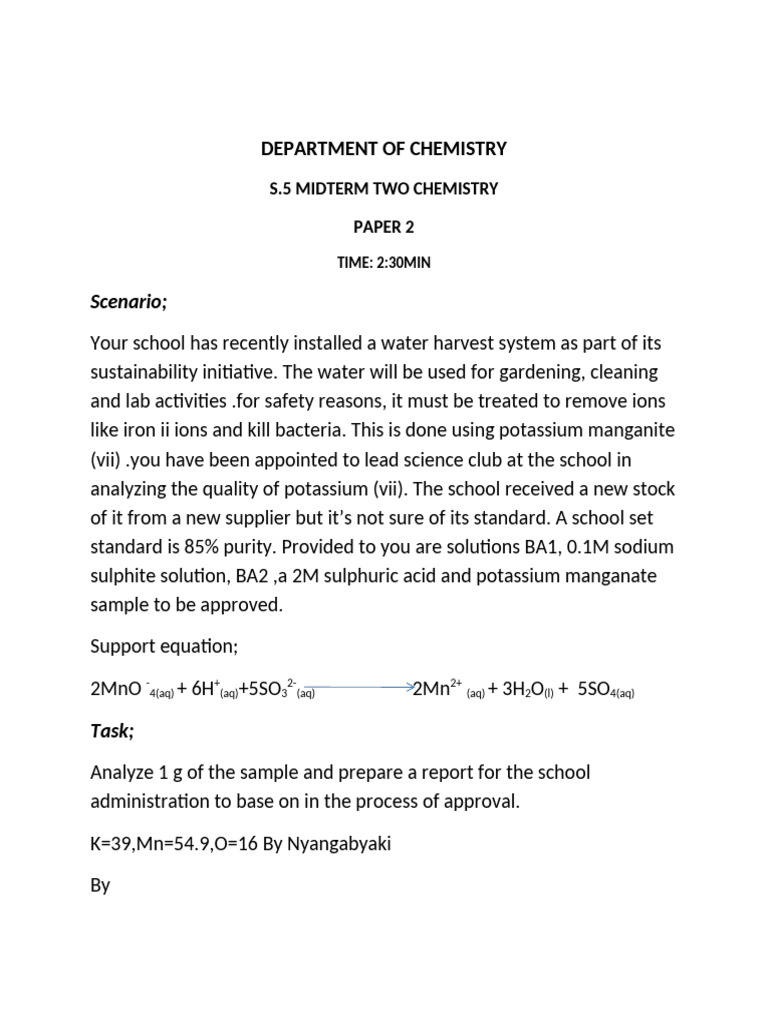 s.5 Chem 2 Mid Term 2. | PDF
