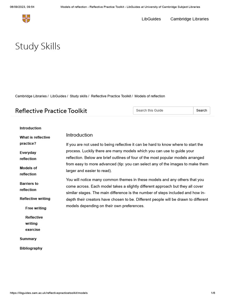 TYPES of Models of Reflection - Reflective Practice Toolkit - LibGuides at University of ...