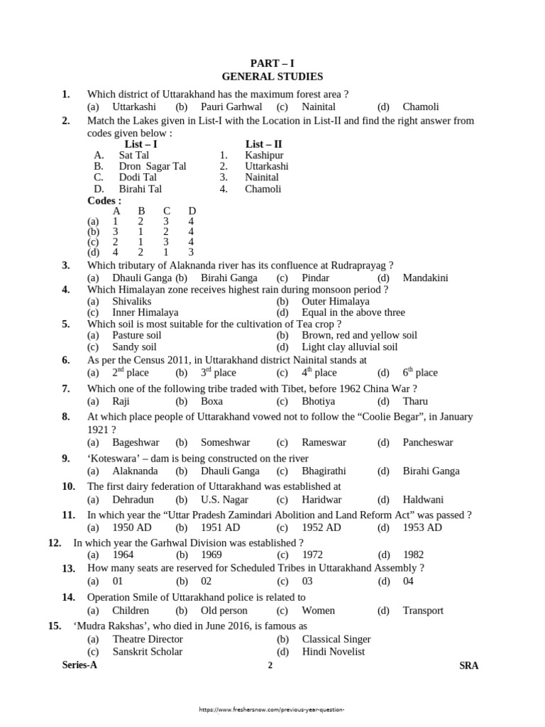 UKPSC Lower PCS Prelims Paper | PDF | Himalayas
