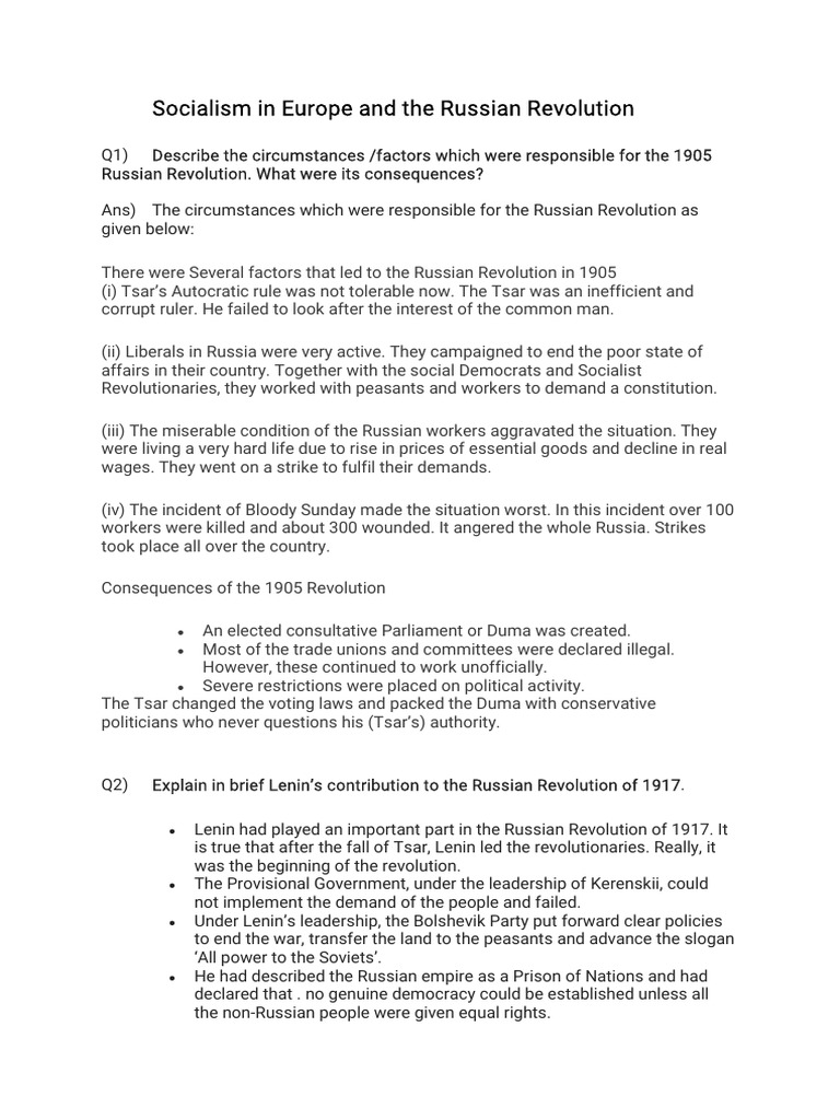 Factors Behind the Russian Revolution | PDF
