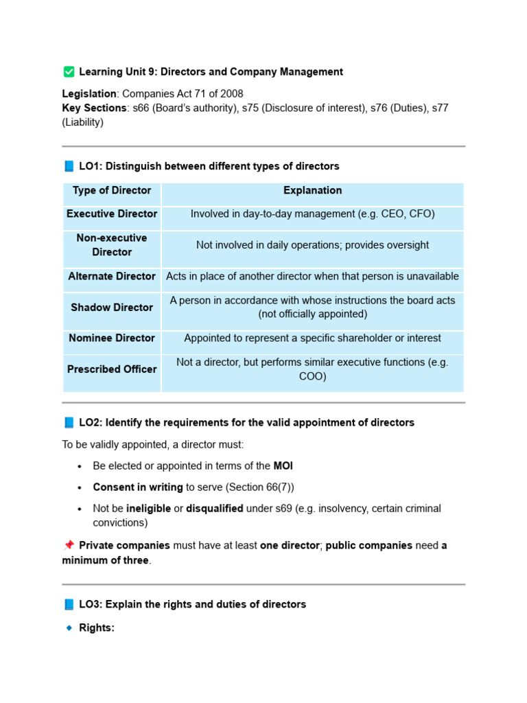 Learning Unit 9 | PDF | Negligence | Fiduciary