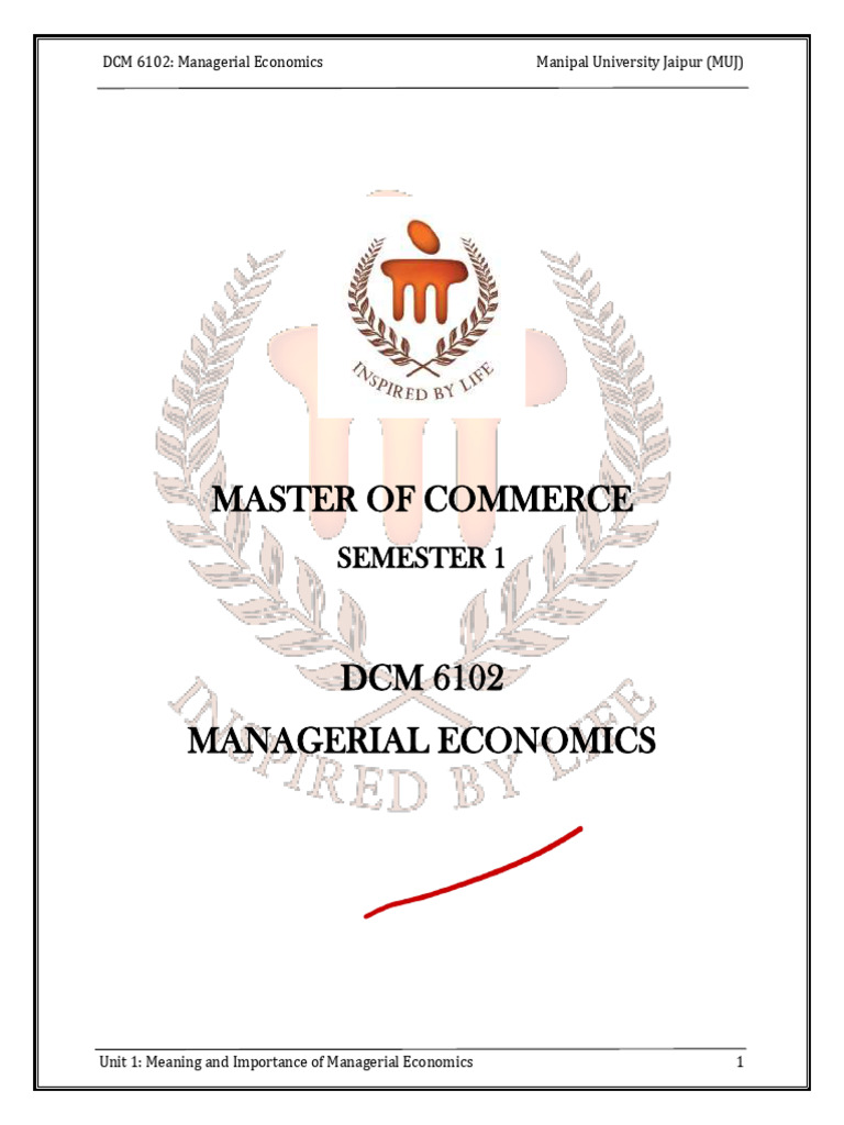 Managerial Economics Overview at MUJ | PDF | Demand | Economics