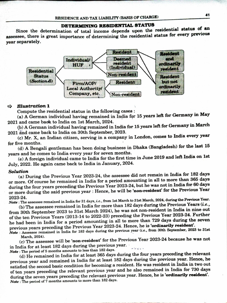 Residential Status Part 2 Numericals | PDF