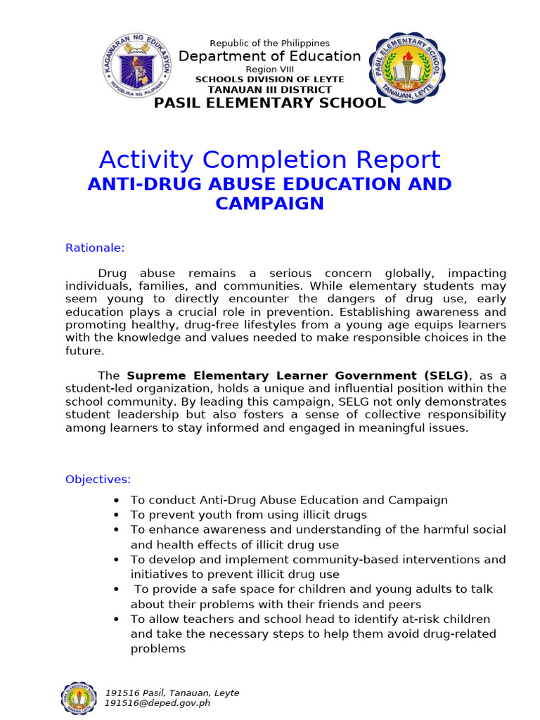 Anti-Drug Education Campaign Report | PDF | Substance Abuse