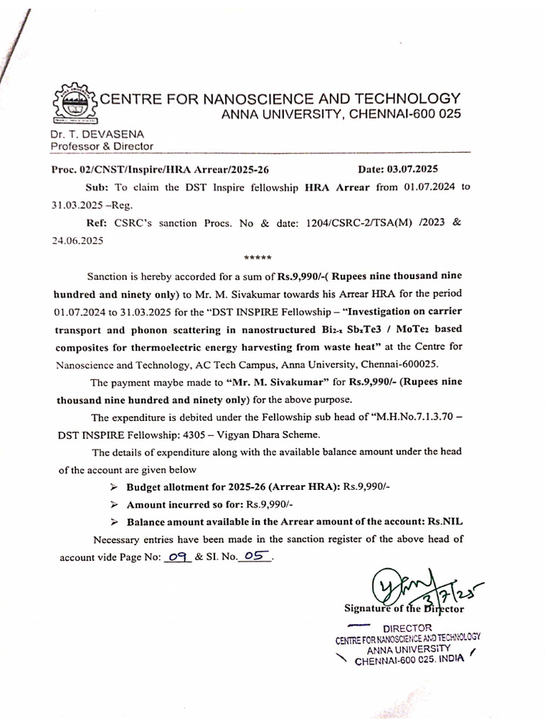 HRA Arrear Sanction Order | PDF