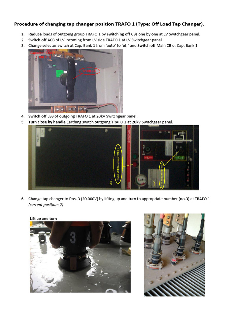 Tap Changer Position Change Procedure | PDF