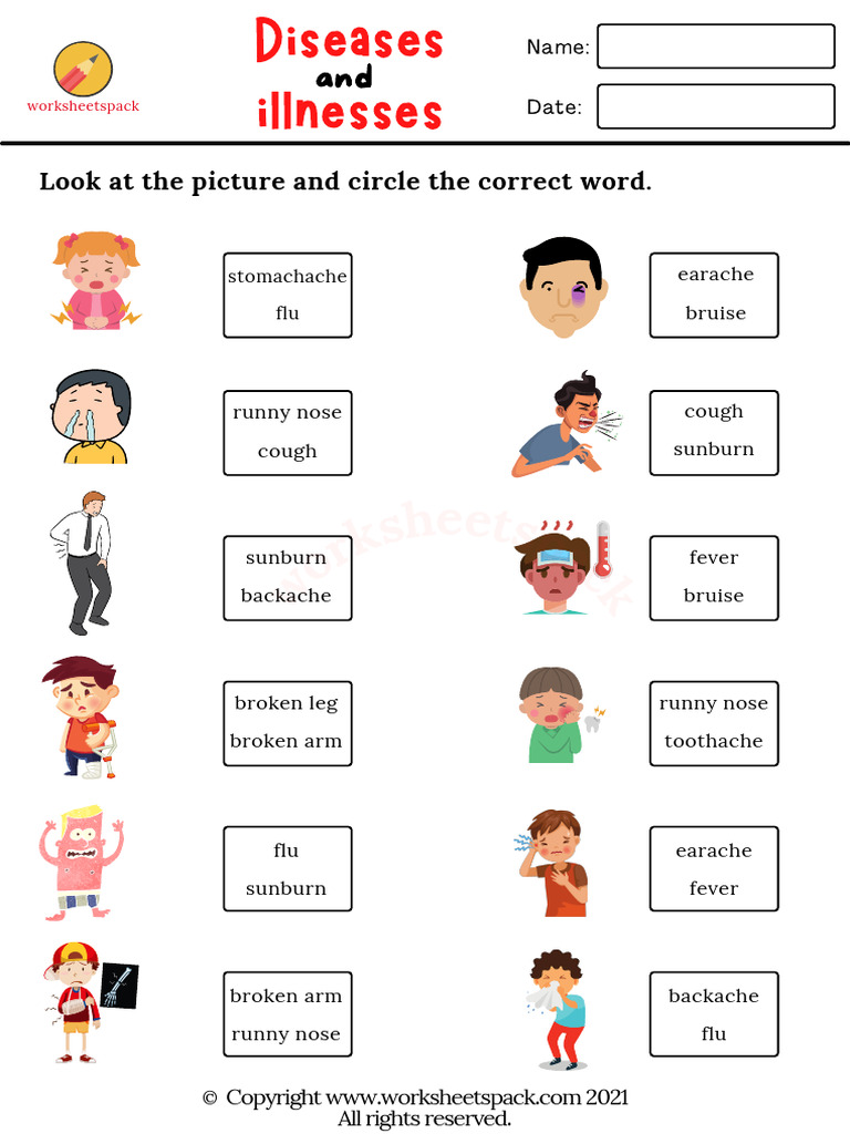 Diseases and Illnesses Vocabulary Worksheets 2 | PDF
