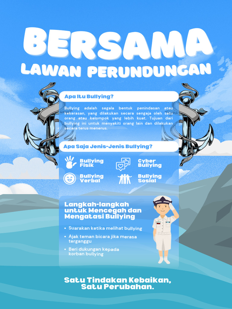 Poster Infografis Stop Perundungan Ilustratif Biru Dan Hijau PDF | PDF