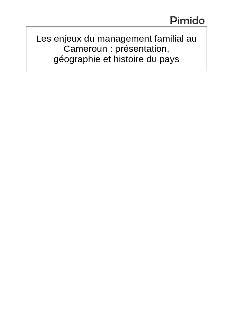 Management familial au Cameroun : enjeux et culture | PDF | Cameroun ...