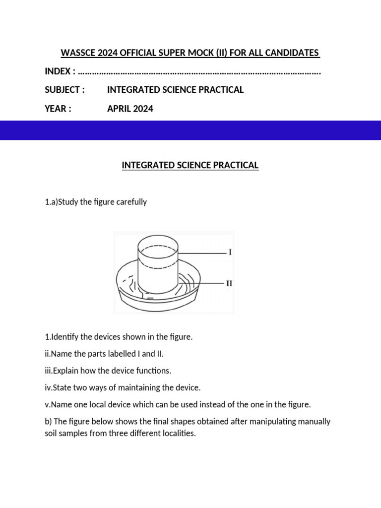 Wassce 2024 Science Practical Super Mock (II) | PDF | Density | Volume