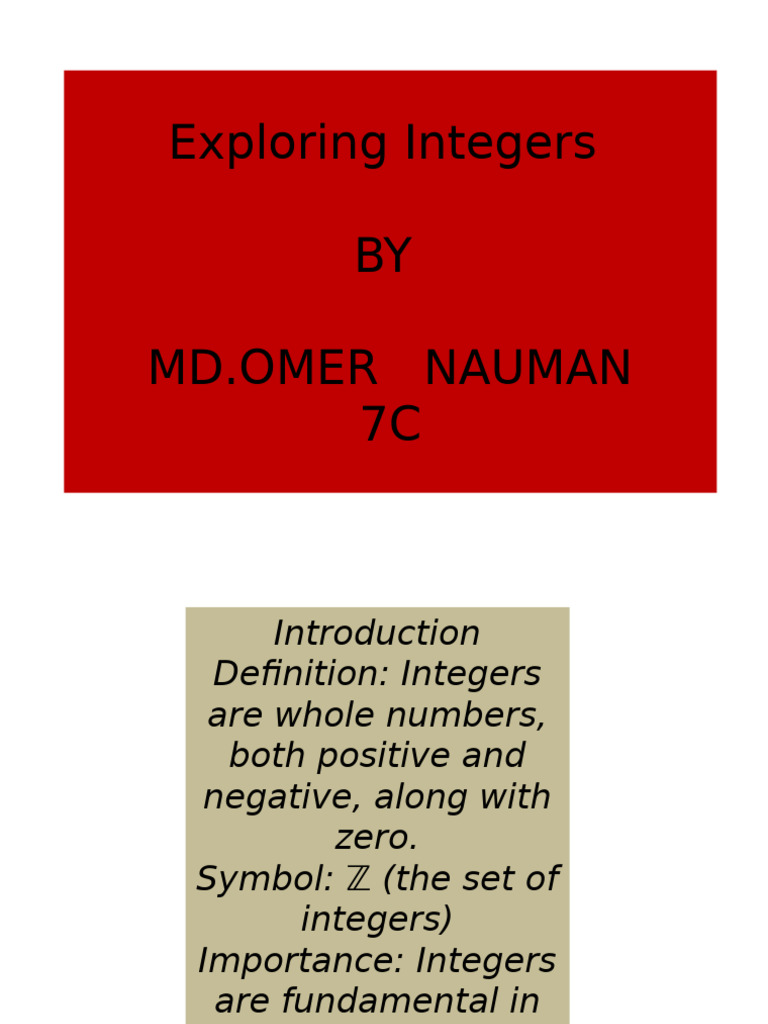 Introduction to Integers Basics | PDF