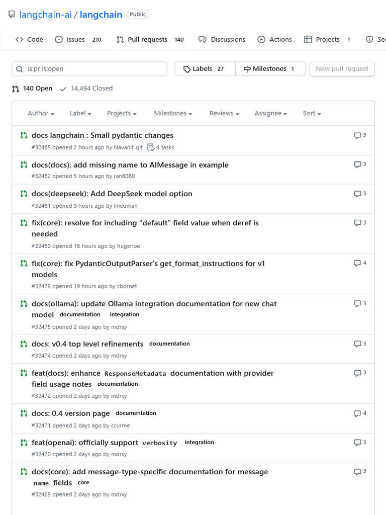 Pull Requests Langchain-Ai - Langchain GitHub | PDF | Artificial Intelligence | Intelligence (AI ...