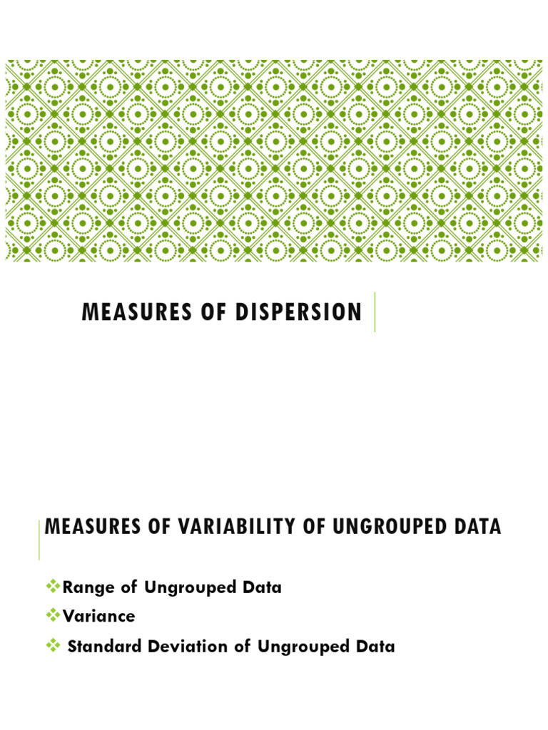 Measures of Dispersion in Data Analysis | PDF | Variance | Standard ...