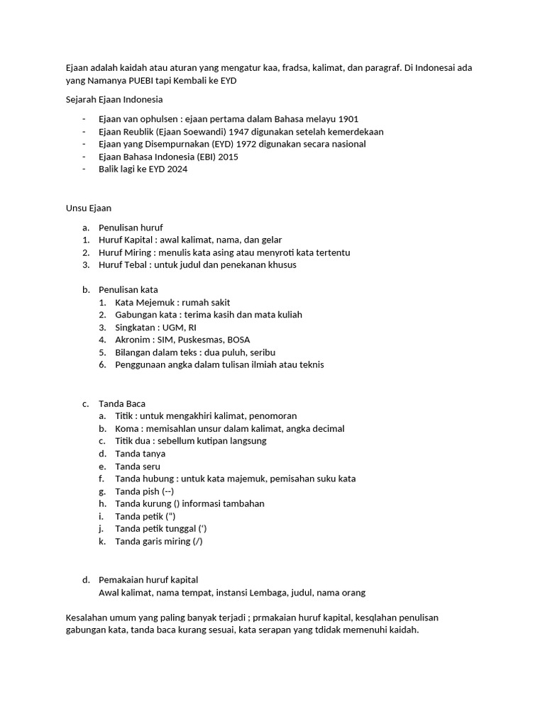 Ejaan Adalah Kaidah Atau Aturan Yang Mengatur Kaa | PDF