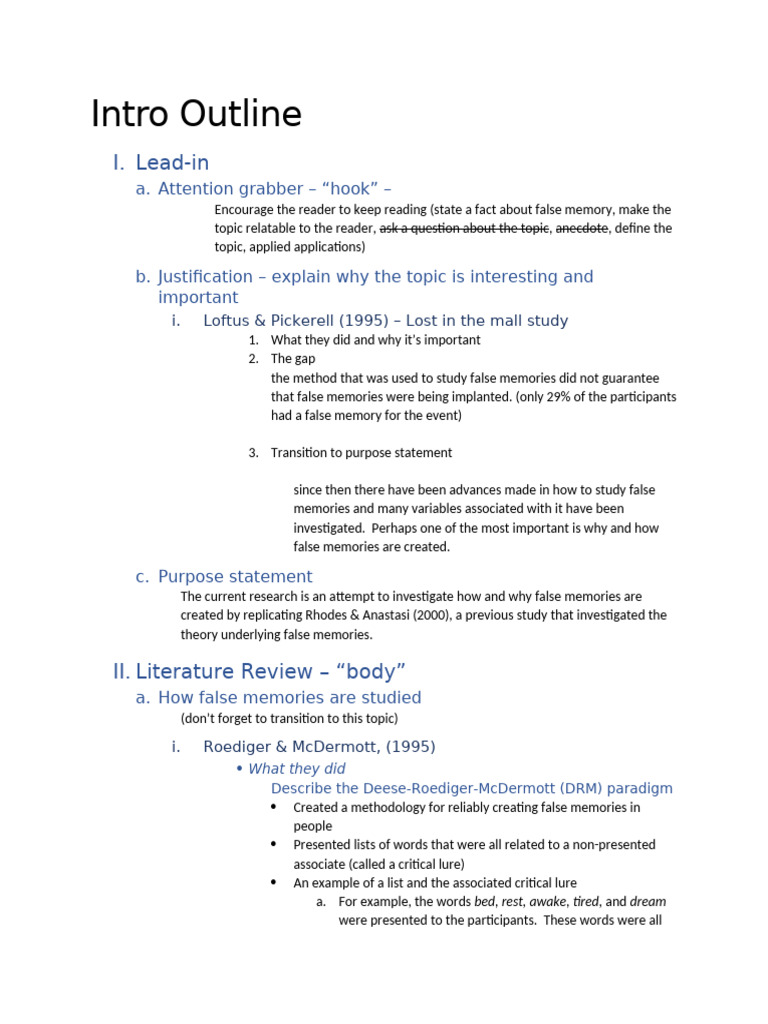 Intro Outline - Spring 2025 - Edited in Class | PDF | Behavioural ...