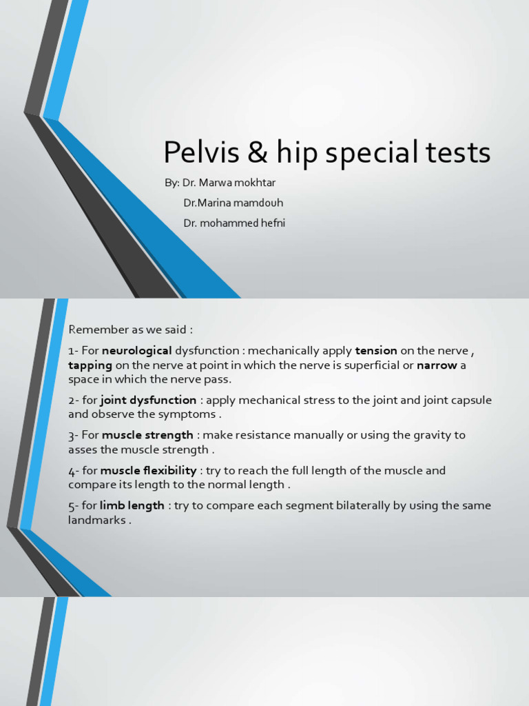Pelvis Hip Special Test Pdf Anatomical Terms Of Motion Hip