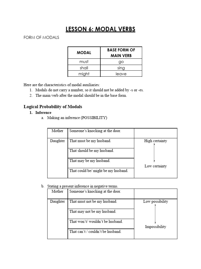 Conditional Sentences and Modals - Handout-Lecture | PDF | Verb | Semantic Units