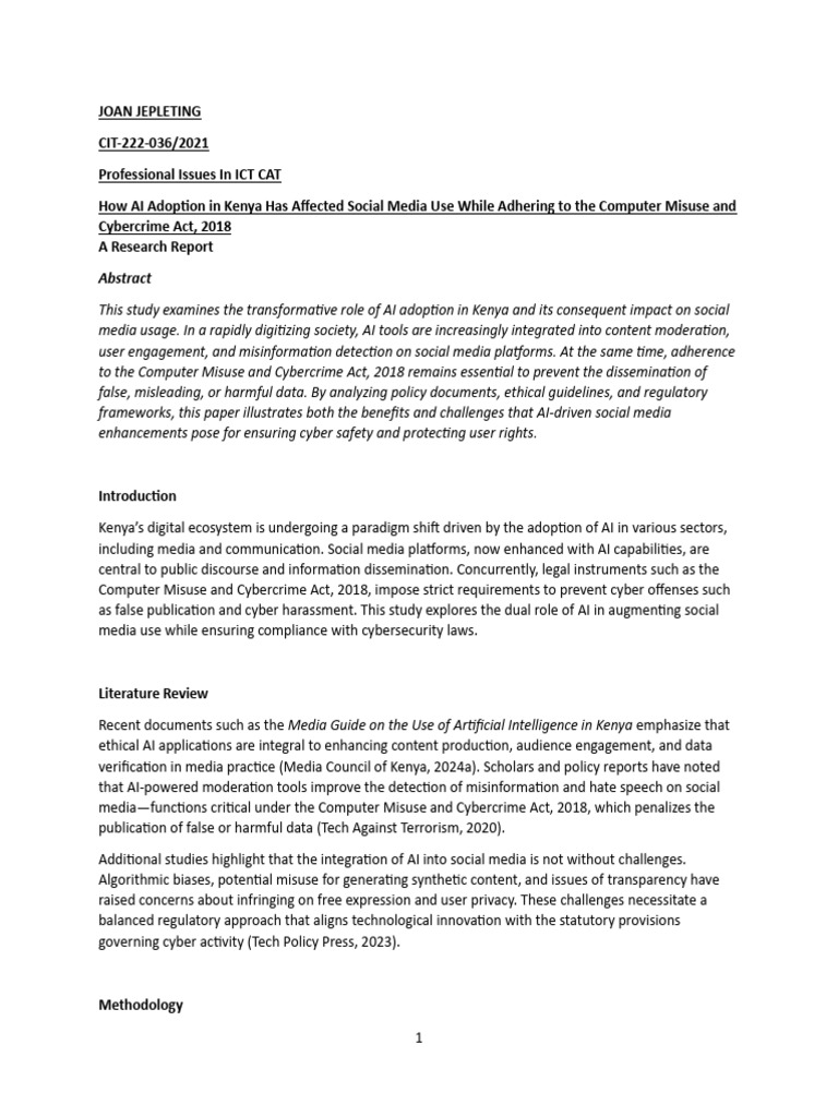Professional Issues in ICT CAT | PDF | Artificial Intelligence ...