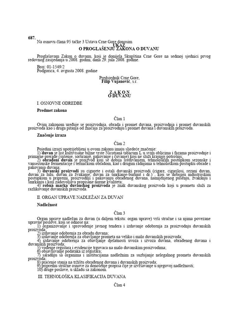 Zakon o Duvanu | PDF