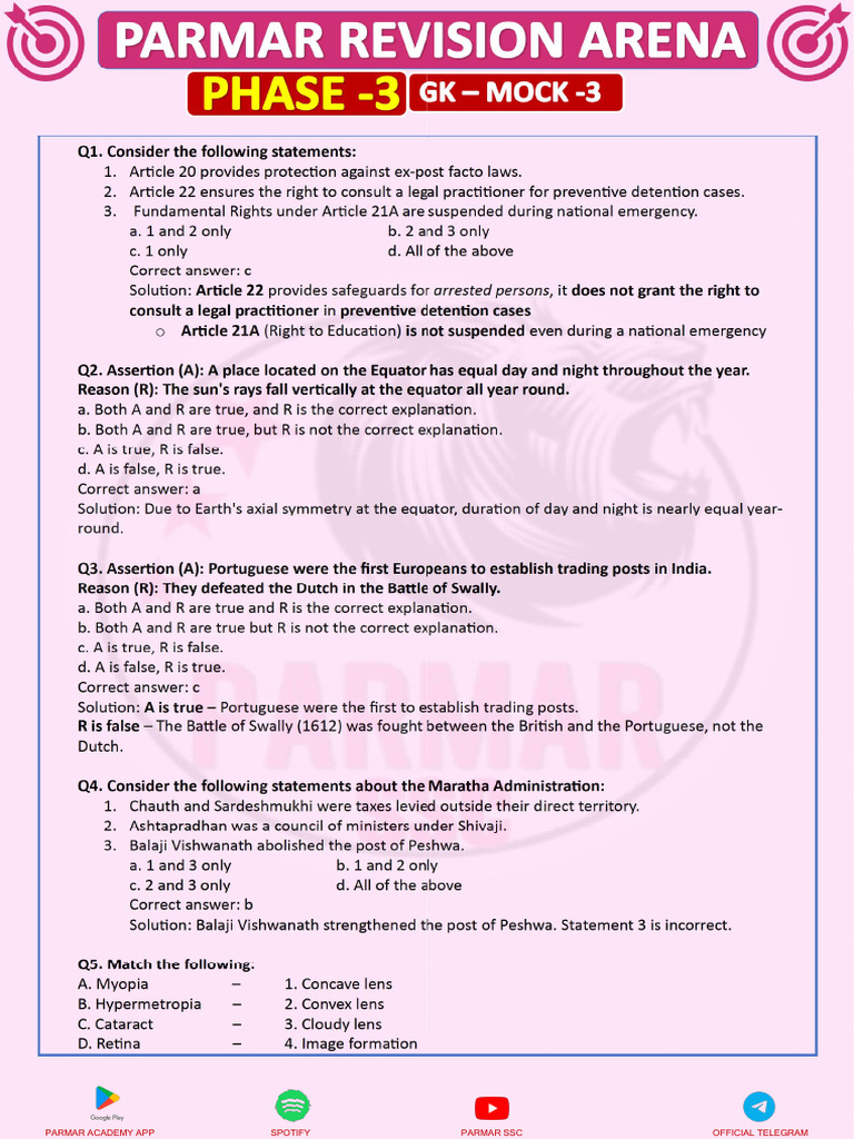 ARENA GK MOCK -3 (ENG) | PDF