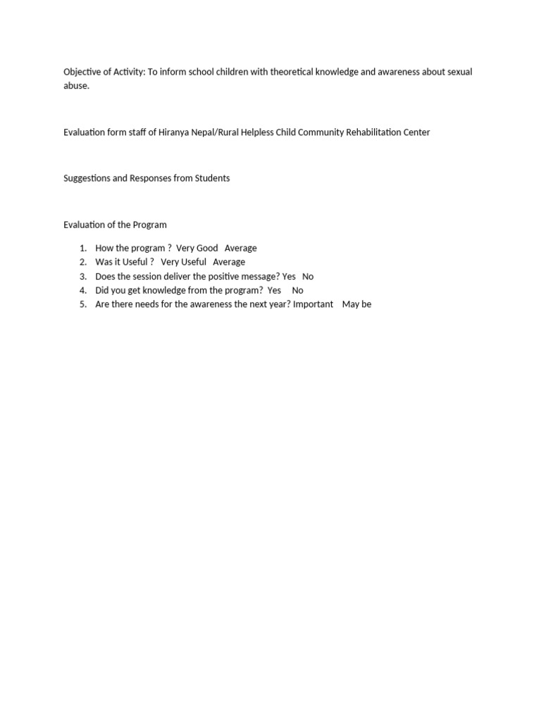 Objective of Activity | PDF