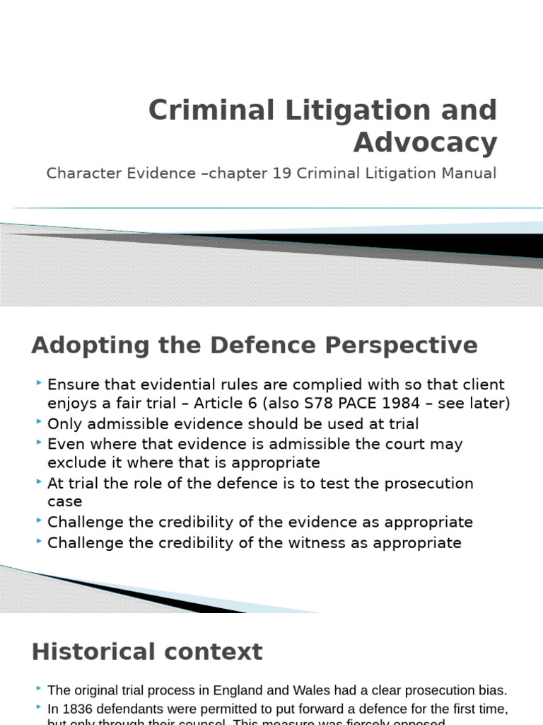 Character Evidence | PDF | Prosecutor | Witness
