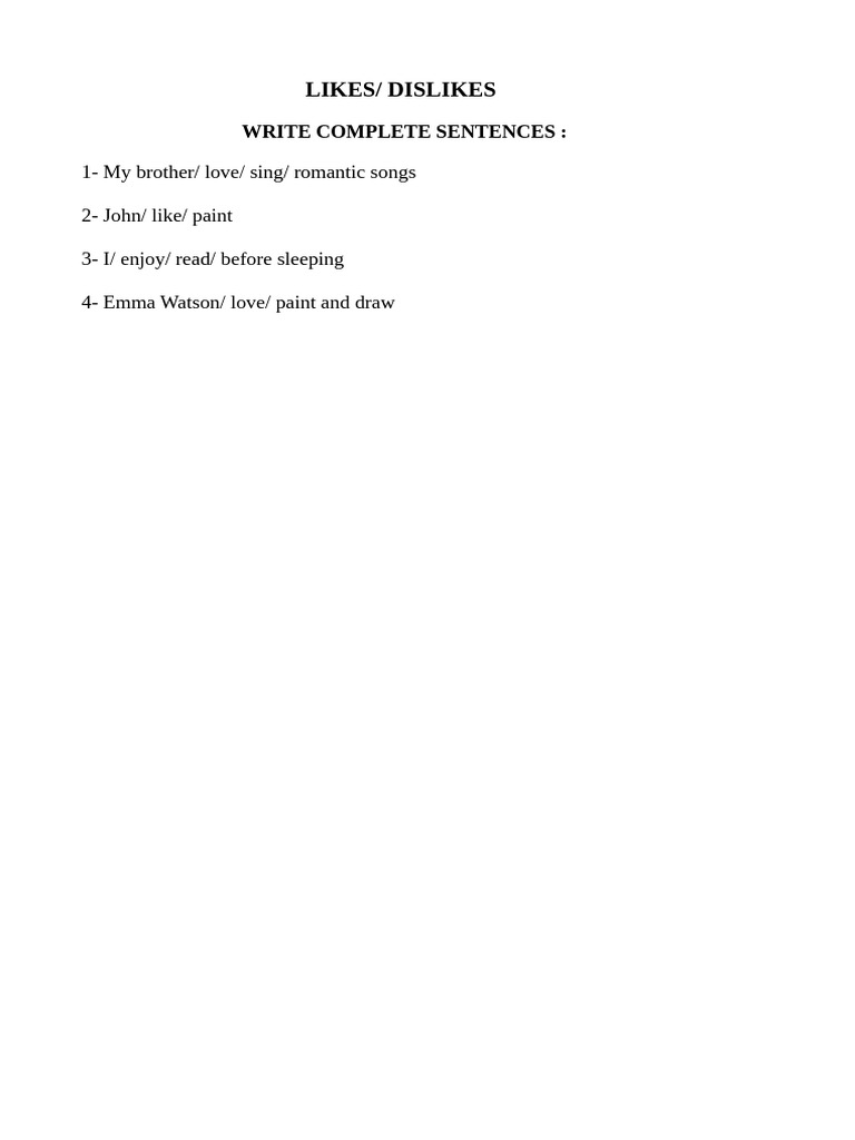 Activity Likes-Dislikes | PDF